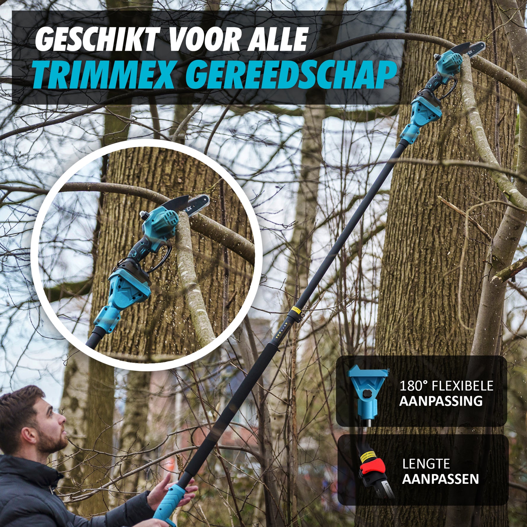 Trimmex® Mini Kettingzaag - Inclusief Opbergkoffer en Twee Krachtige B ...