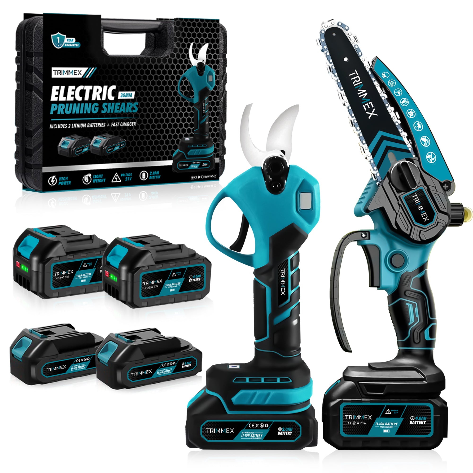 Trimmex® Mini Kettingzaag + Elektrische Snoeischaar - Inclusief Opberg ...