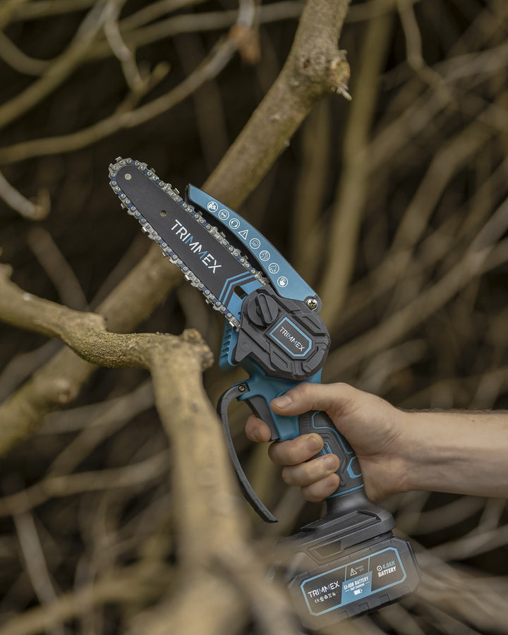 Trimmex® Mini Kettingzaag - Inclusief Opbergkoffer en Twee Krachtige B ...