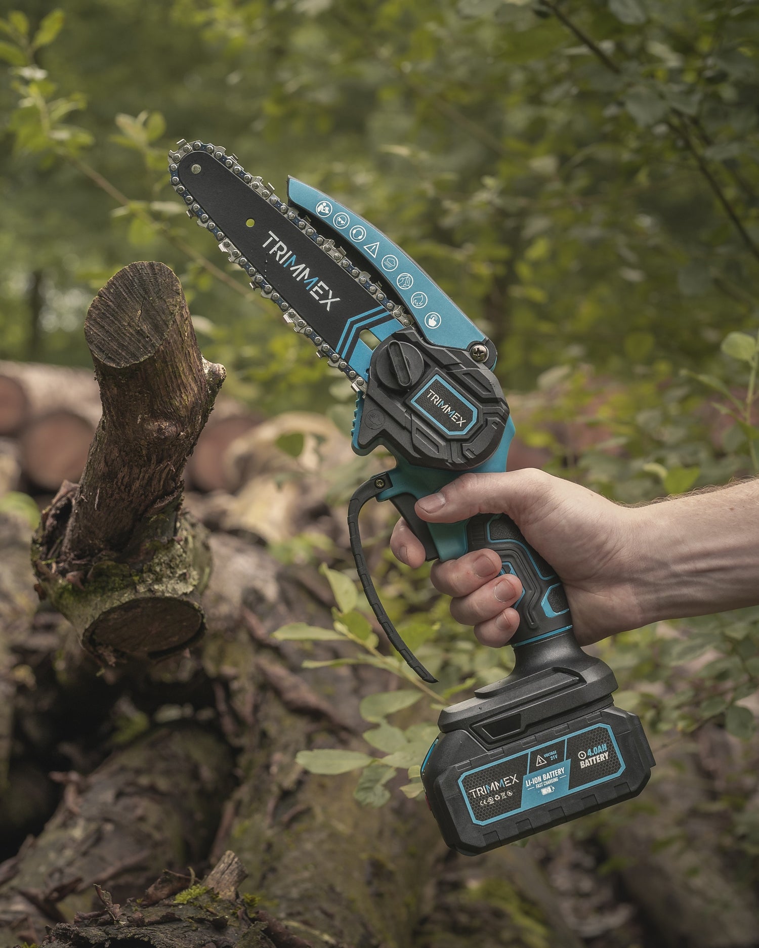 Trimmex® Mini Kettingzaag - Inclusief Opbergkoffer en Twee Krachtige B ...